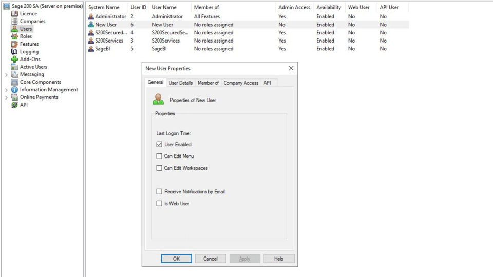 Adding A New User | Sage 200